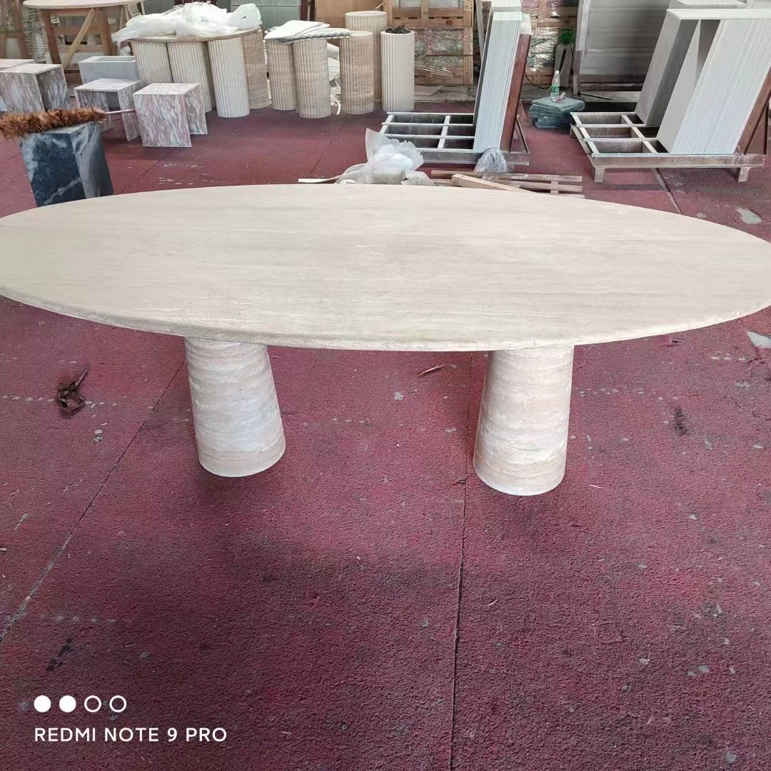Luxury Natural Travertine Ribbed Table Modern Design Living Room ...
