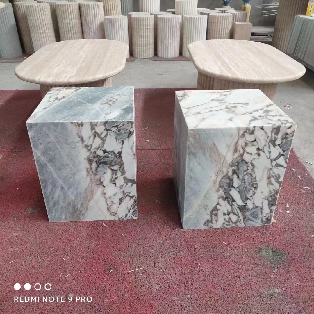 New Arrival Galaxy Blue Marble, Super white Plinth Stands, Side Table ...